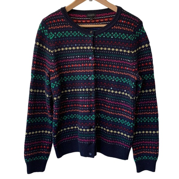 Talbots | Sweaters | Talbots Cardigan Large Lambswool Nylon Sequins ...